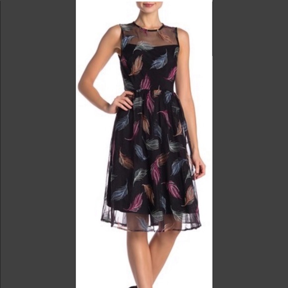 Calvin Klein | Dresses | Calvin Klein Feather Embroidery Fit N Flair ...
